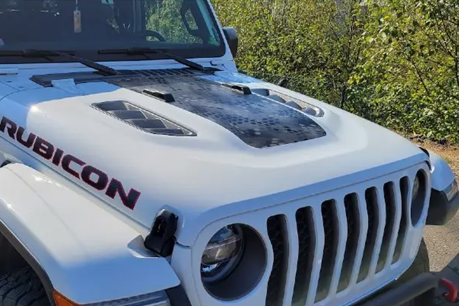 Decal Mob Vented Hood Decal Hexagon Camo Gray - Jeep Rubicon 2018-2025 ...