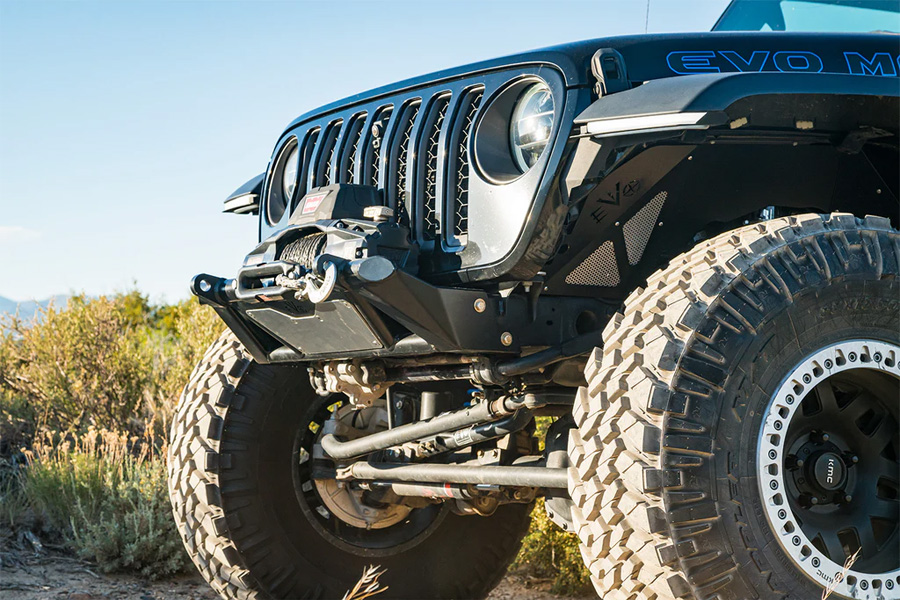 EVO Manufacturing KSPEC Pre Runner Front Winch Tube Bumper Black Powder ...