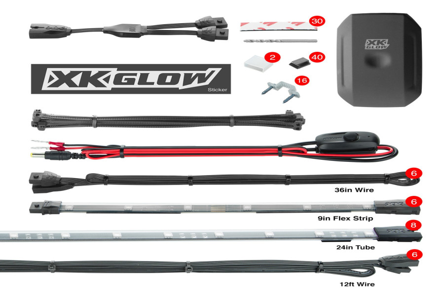 XK Glow 8x24in Slim Tube 6x10in Flex Strip UnderglowInterior LED Accent Light Kits | KS-CAR ...